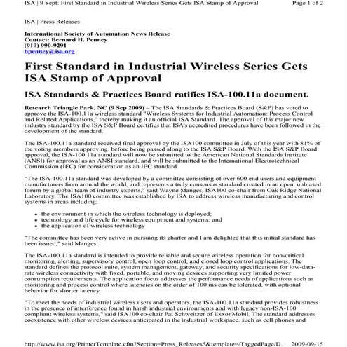 Isa100 approved by isa annotated | PDF