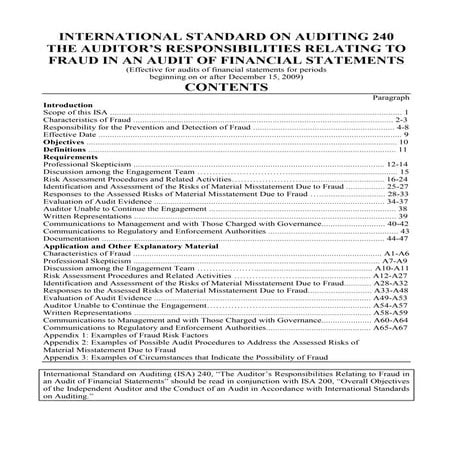 Isa240 the auditor’s responsibilities relating to fraud in an audit of ...