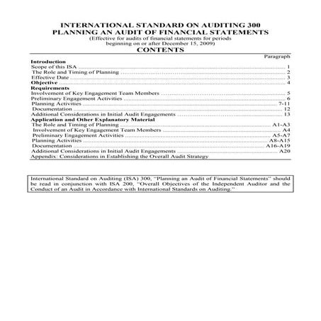 Isa 300 Planning An Audit Of Financial Statements En Ingles | DOCX