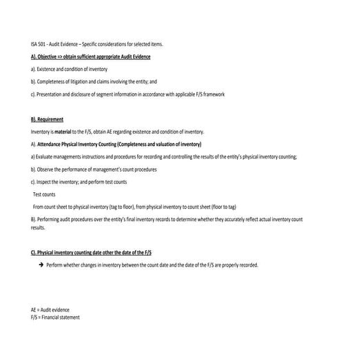 Isa 501 audit evidence - specific considerations for selected items | PDF