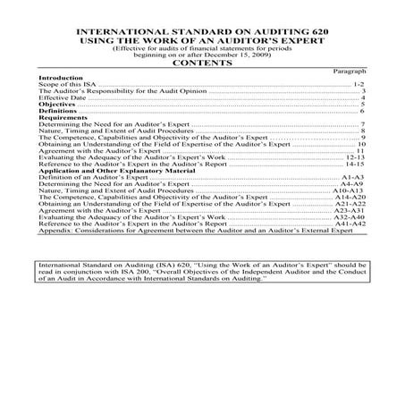 Isa 620 Using The Work Of An Auditor’S Expert En Ingles | PDF