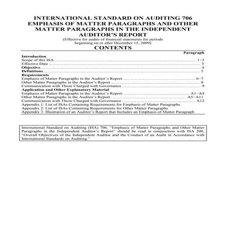 Isa 706 Emphasis Of Matter Paragraphs And Other Matter Paragraphs In ...