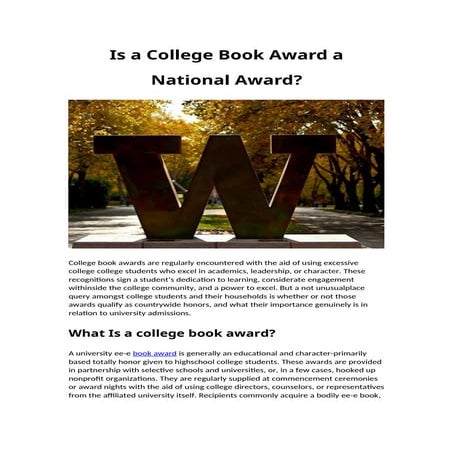 Understanding the National Significance of College Book Awards in ...