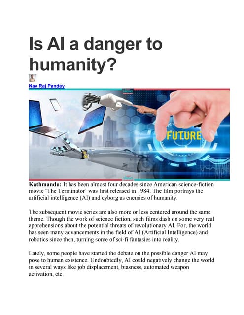 Benefits and risk of artificial intelligence slideshare | PPT