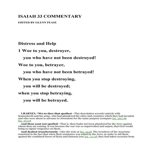 Isaiah 33 commentary | PDF