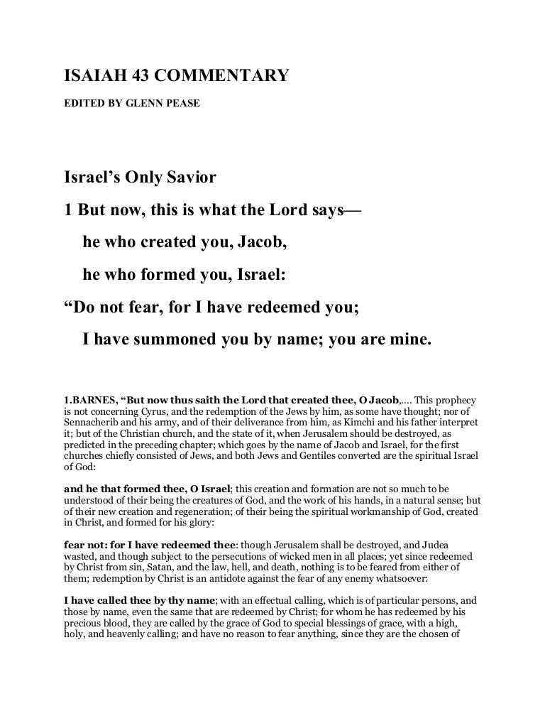 Isaiah 43 Commentary Isaiah 43 Commentary