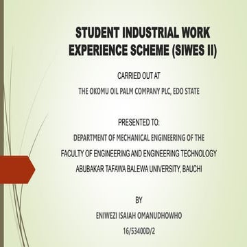 Industrial training defence in mechanical engineering | PPTX