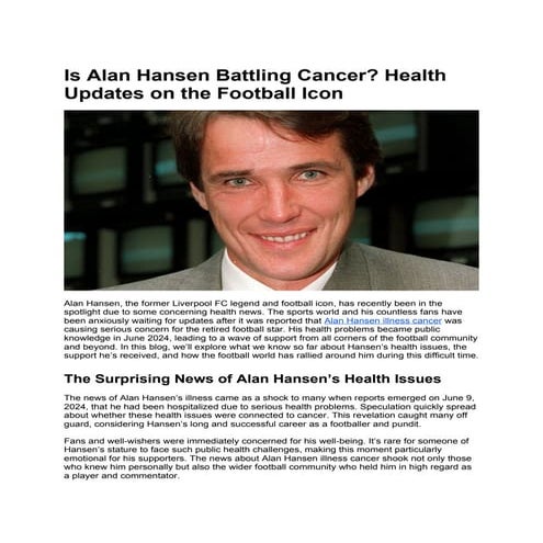 Is Alan Hansen Battling Cancer? Health Updates on the Football Icon | PDF