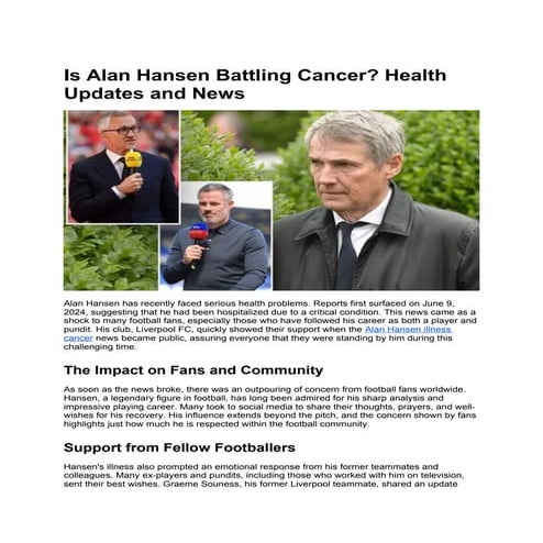 Alan Hansen Cancer Diagnosis and Other Illness Updates | DOCX