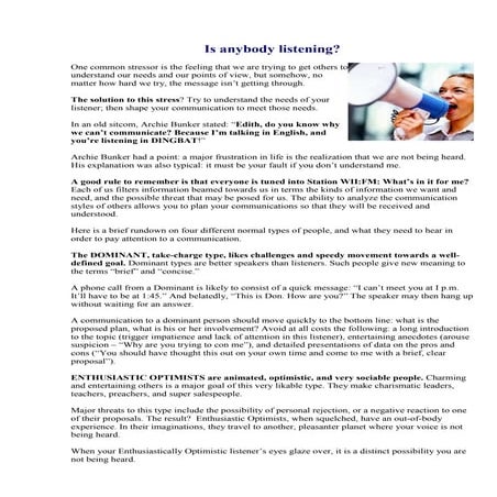 Types of Listeners ppt from English subject | PPTX