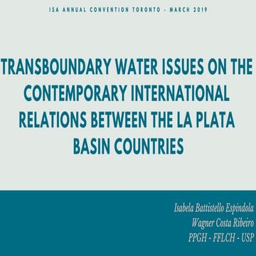 Transboundary water issues on the contemporary International Relations ...