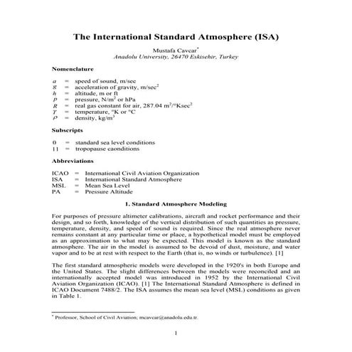 The International Standard Atmosphere (ISA) | PDF