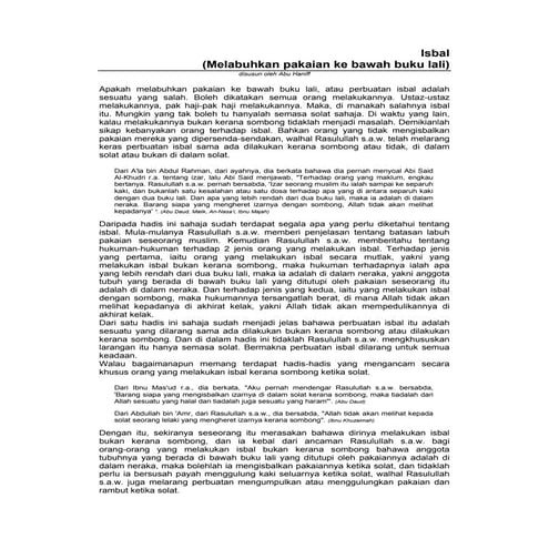 Isbal - (Melabuhkan pakaian ke bawah buku lali) | PDF