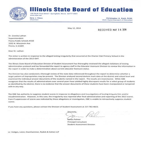 ISBE letter to District 150 | PDF