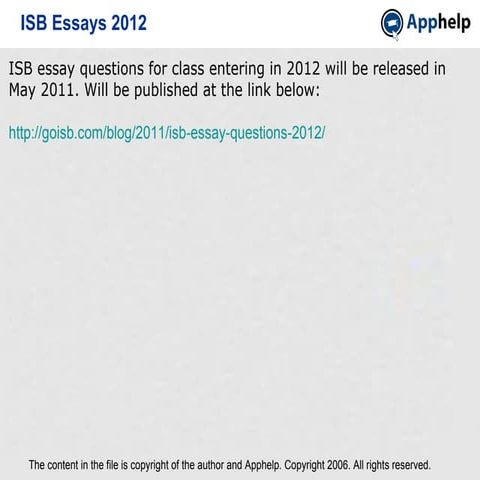 Isb essays 2012 apphelp | PPT