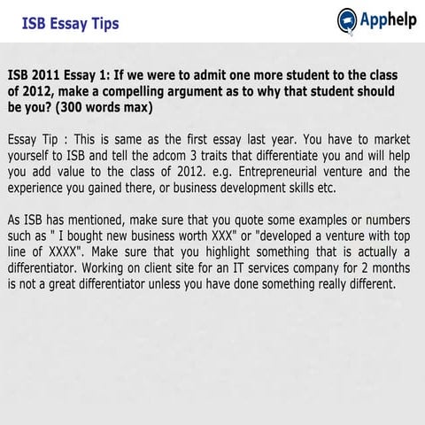 Isb essay tips, isb essay questions | PPT | Educational Assessment ...