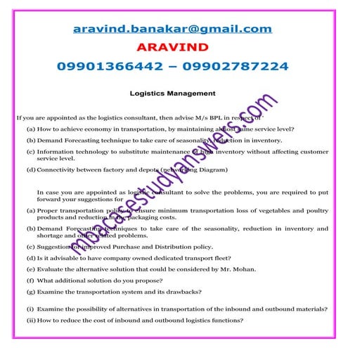 Isbm case study answer sheets. bms, emba, dms, aravind 9901366442 | PDF