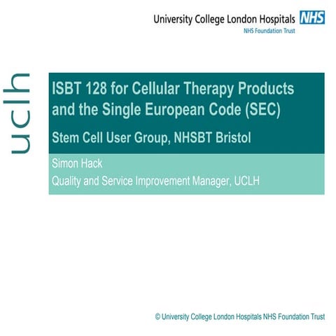 ISBT 128 and Single European Code (SEC) | PPTX