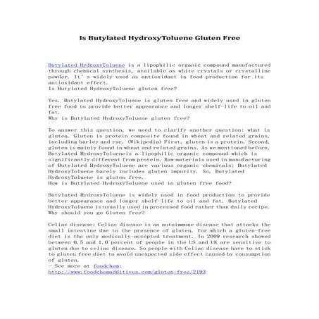Applications and uses of butylated hydroxy toluene | PDF