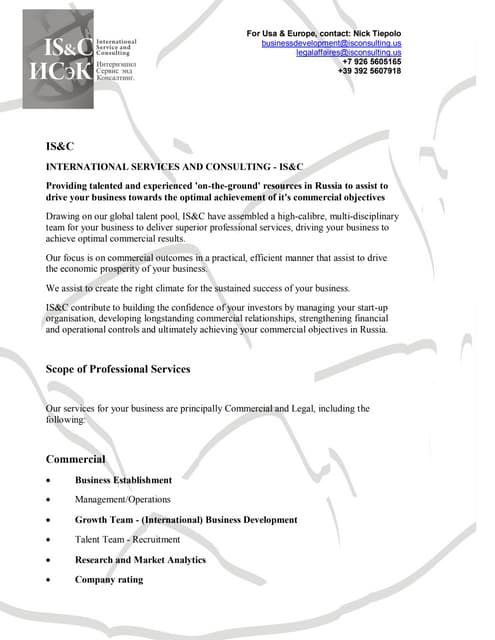 Isc Company Profile 2010 | PDF | Legal Services Industry | Industries