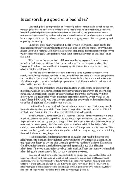 Censorship essay (2) | DOCX