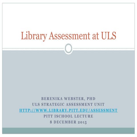 Library Assessment: principles and practice | PPT