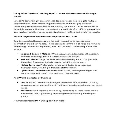 Is Cognitive Overload Limiting Your IT Team’s Performance and Strategic ...