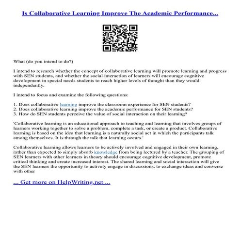 Is Collaborative Learning Improve The Academic Performance... | PDF