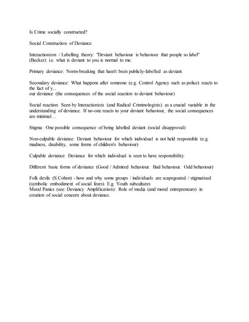 Cape sociology unit 2 crime and deviance | DOCX