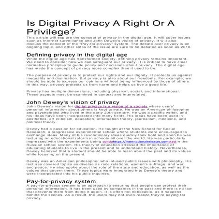 Is Digital Privacy A Right Or A PrivilegeS2.docx