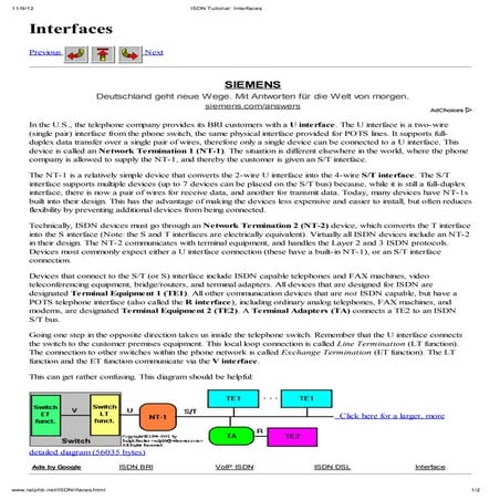 Isdn tutorial interfaces | PDF