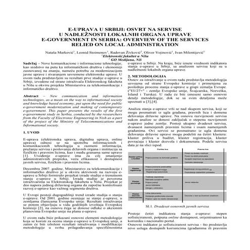 E-Uprava u Srbiji: Osvrt na servise u nadleznosti lokalnih organa Uprave | PDF