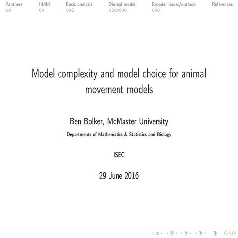 model complexity and model choice for animal movement models | PPT