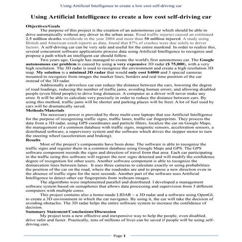 Using Artificial Intelligence to create a low cost self-driving car ...