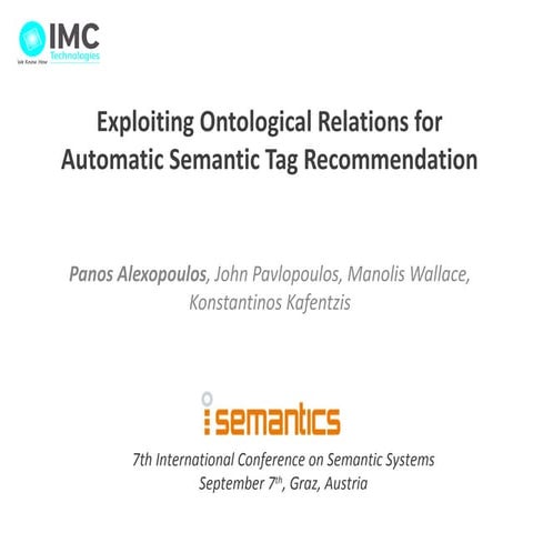 Semantic Tag Recommendation | PPT