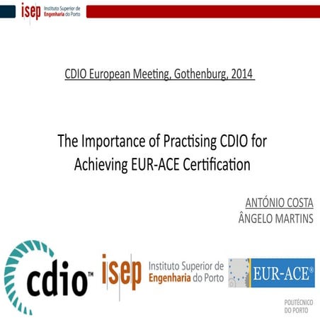 The Importance of Practising CDIO for Achieving EUR-ACE Certification ...