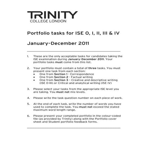 Ise portfolio tasks (ise 0 iv) 2011 | PDF | Education