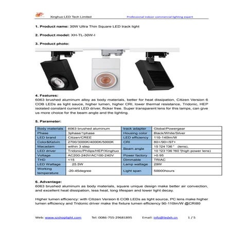 I series ultra thin square led track light | PDF