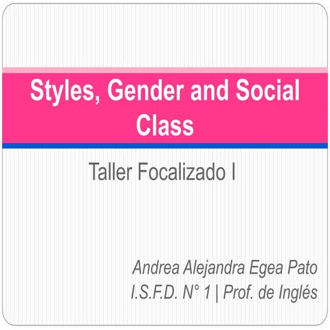 Styles, Gender and Social Class | PPTX