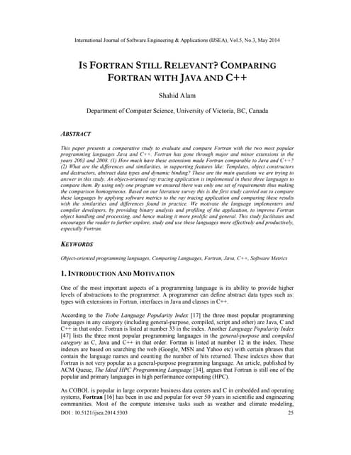 Is Fortran Still Relevant Comparing Fortran With Java And C Pdf