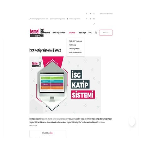 İSG Katip Sistemi | 2022 | TEMEL İSG™ | Uzaktan İSG Eğitim Sistemi | PPT