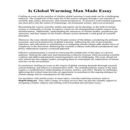 Is Global Warming Man Made Essay. Global Warming and Its Effects - Free ...