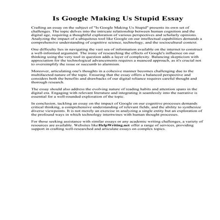 Is Google Making Us Stupid Essay.pdf | Business | Business and Finance