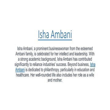 Isha Ambani.pptx | Celebrity Families | Pop Culture