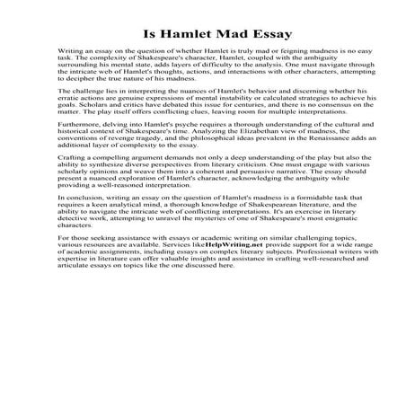 Is Hamlet Mad Essay | PDF