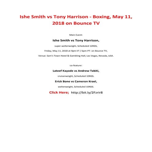 Ishe smith vs tony harrison boxing, may 11, 2018 on bounce tv | PDF ...