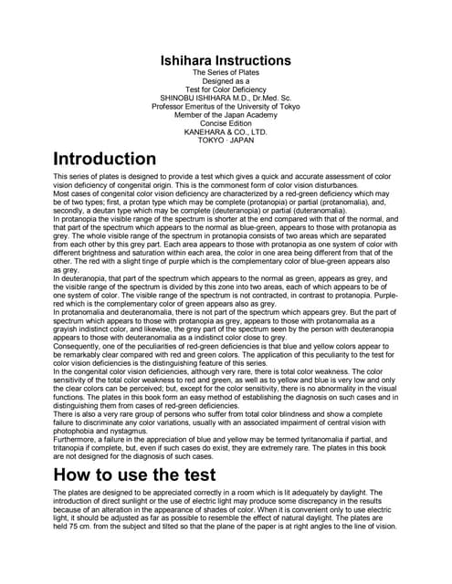Test Ishihara | PDF | Eye and Vision Conditions | Diseases and Conditions