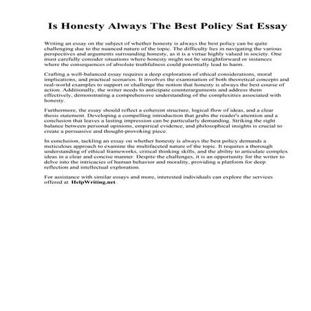 Is Honesty Always The Best Policy Sat Essay.pdf