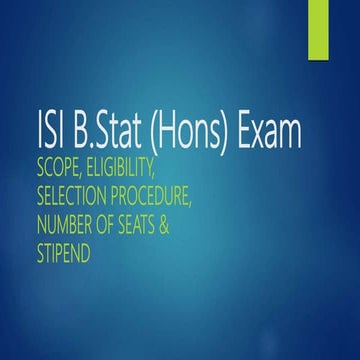 ISI Bachelor of Statistics (B. Stat) Information | PPTX