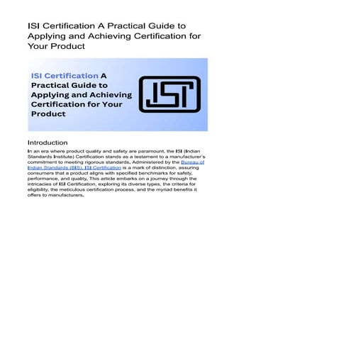ISI Certification A Practical Guide to Applying and Achieving ...